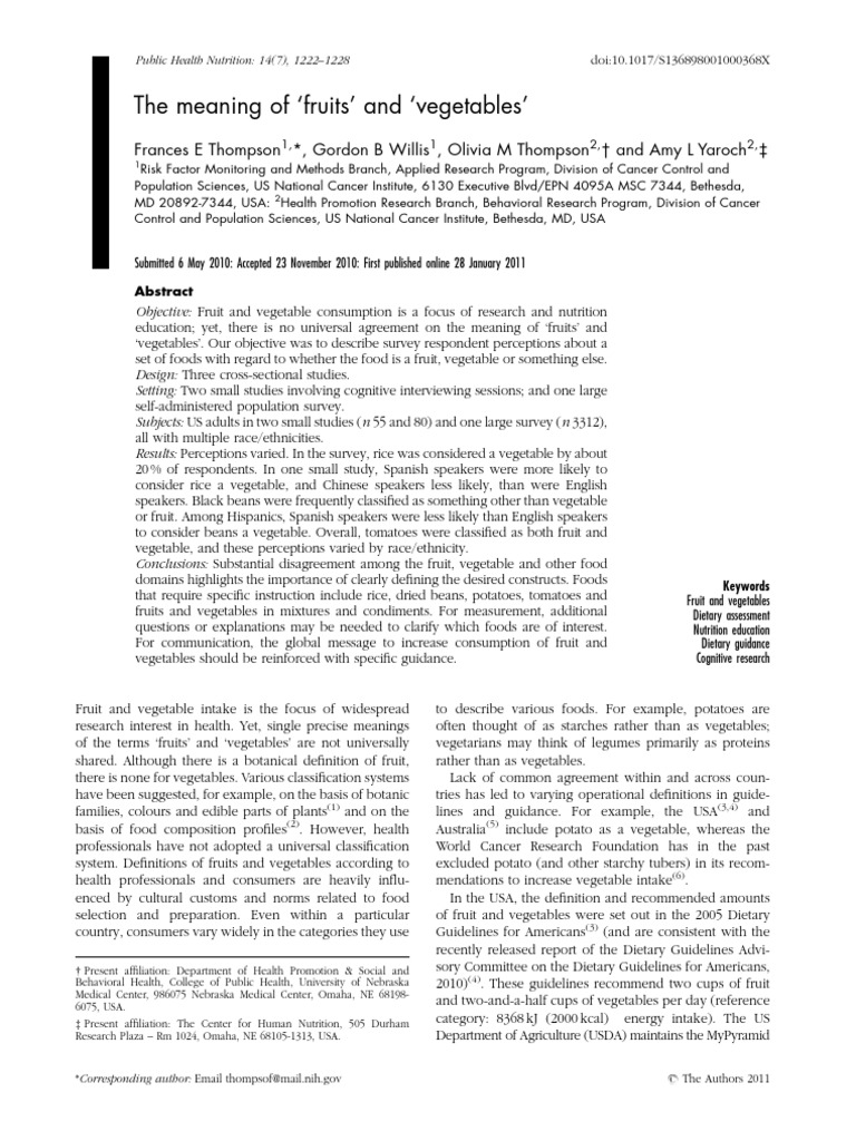 The Meaning of Fruits and Vegetables | Download Free PDF | Vegetables ...