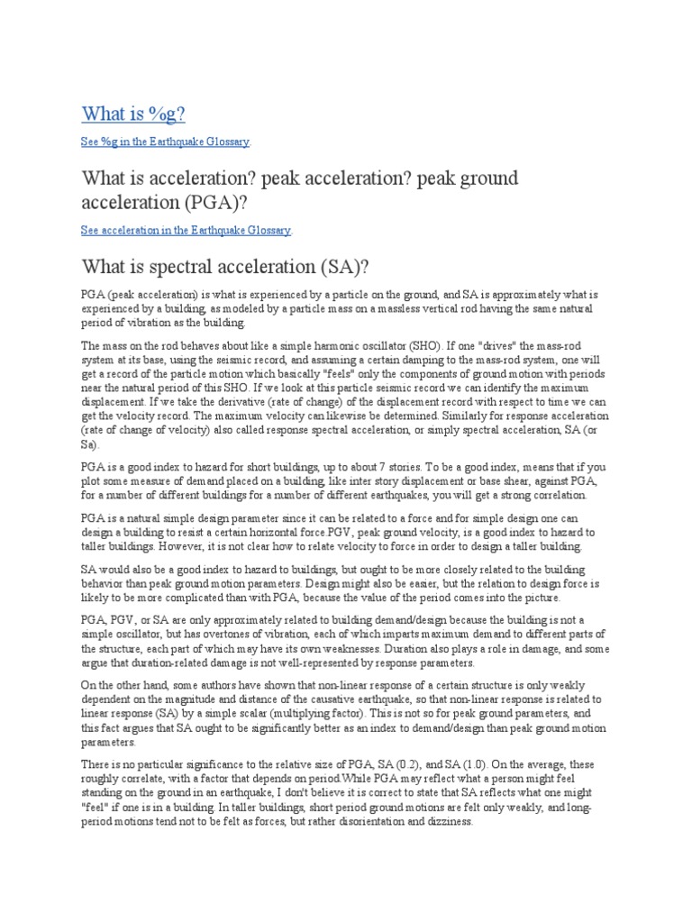What Is %G?: What Is Acceleration? Peak Acceleration? Peak Ground ...