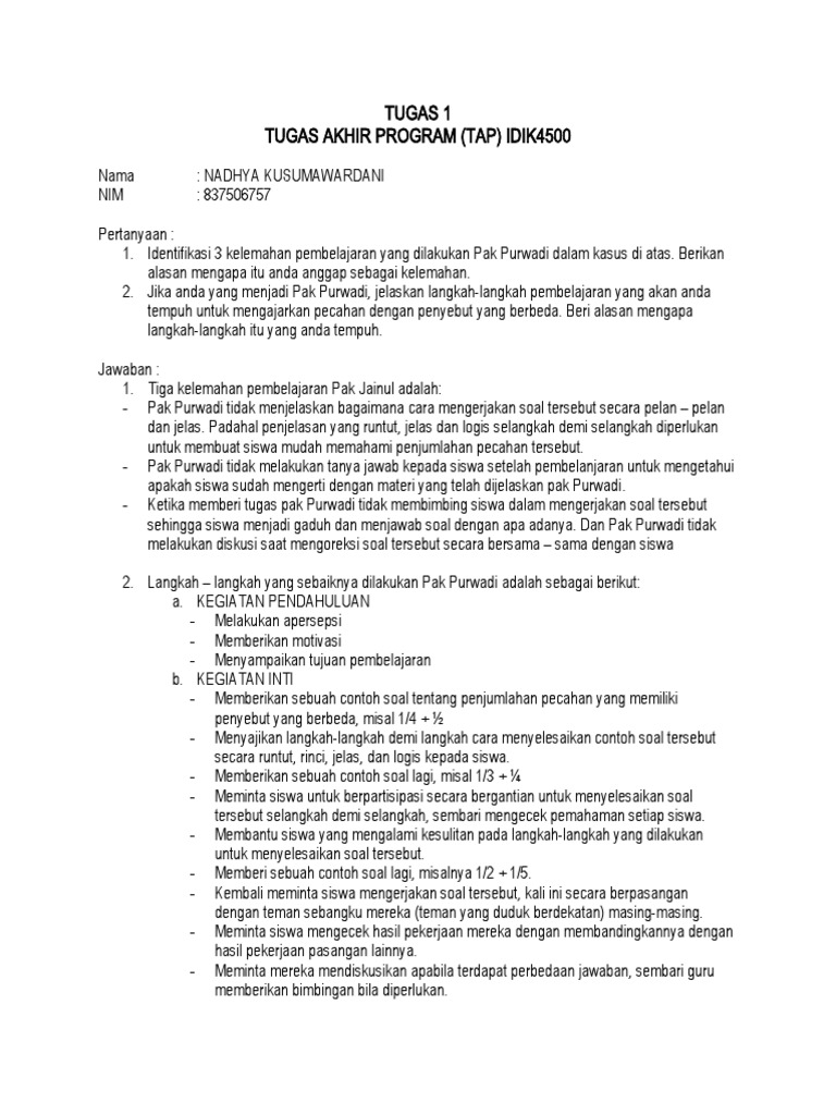 Tugas 1 Tugas Akhir Program (Tap) Idik4500 | PDF