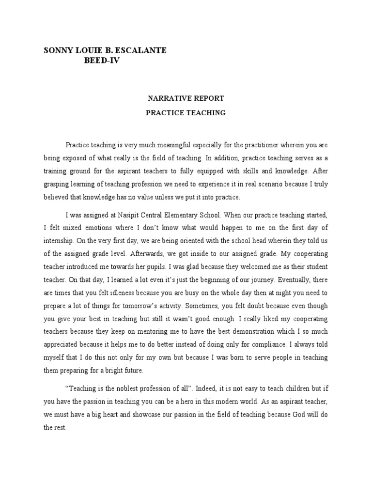 Narrative Report Final | PDF | Lesson Plan | Teachers