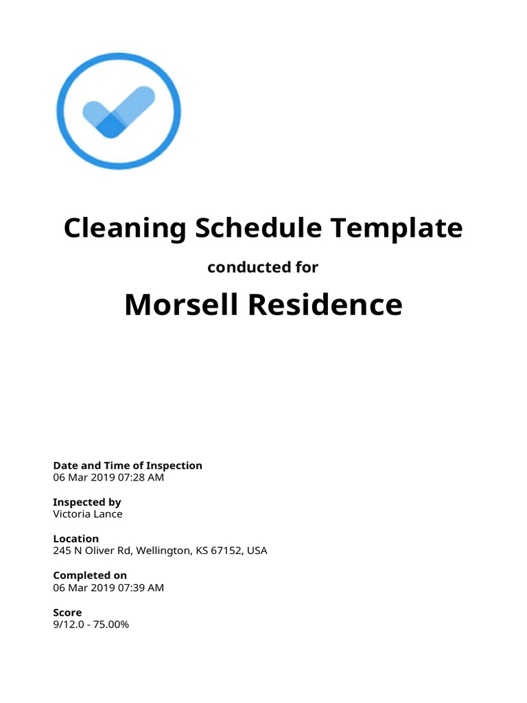 Cleaning Schedule Template PDF | PDF | Sink | Home