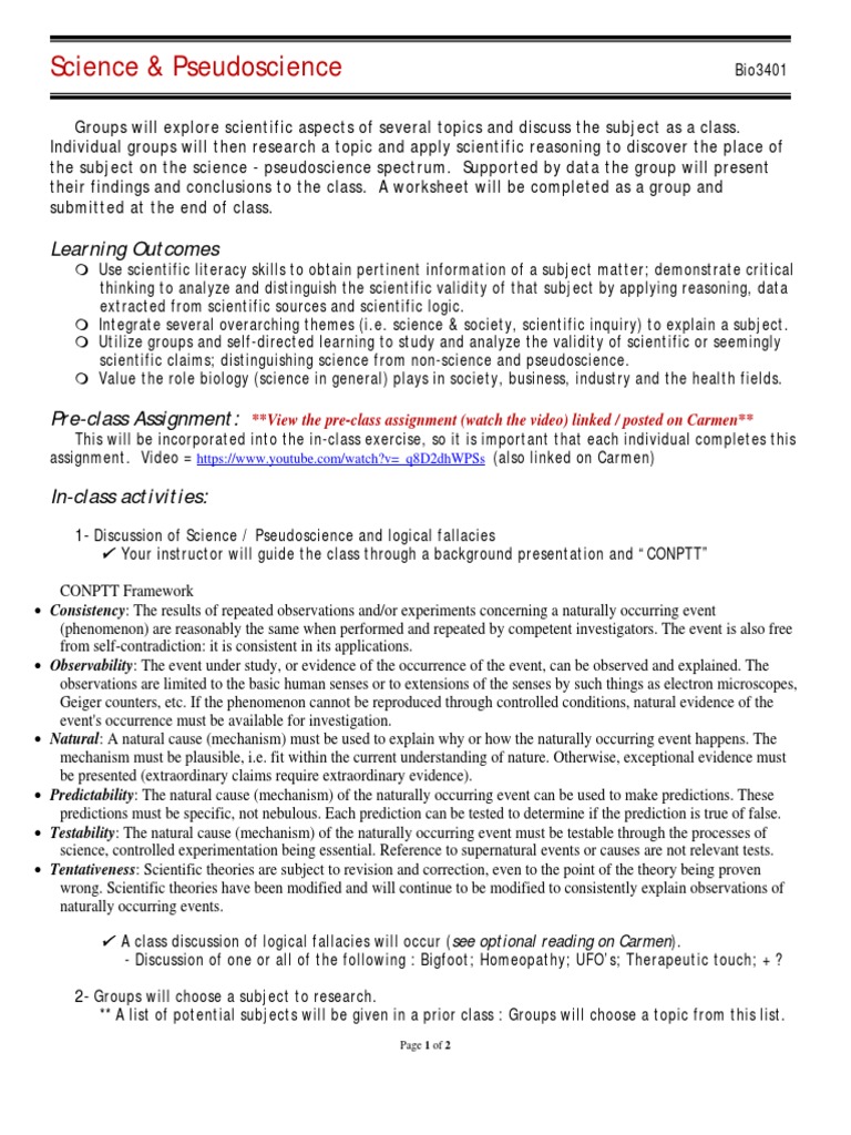 Science vs Pseudoscience Group Activity | PDF | Pseudoscience | Science