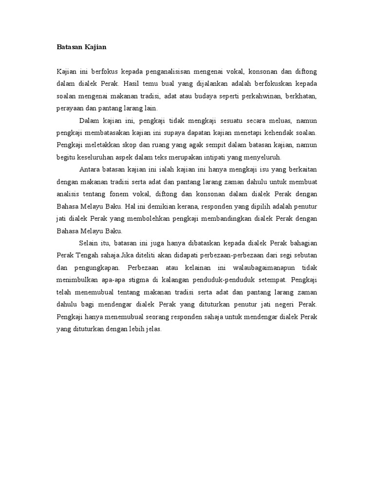 Batasan Kajian Dialek Perak | PDF