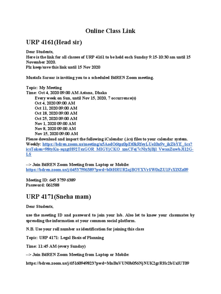 Online Class Link | PDF | Videotelephony | Teleconferencing