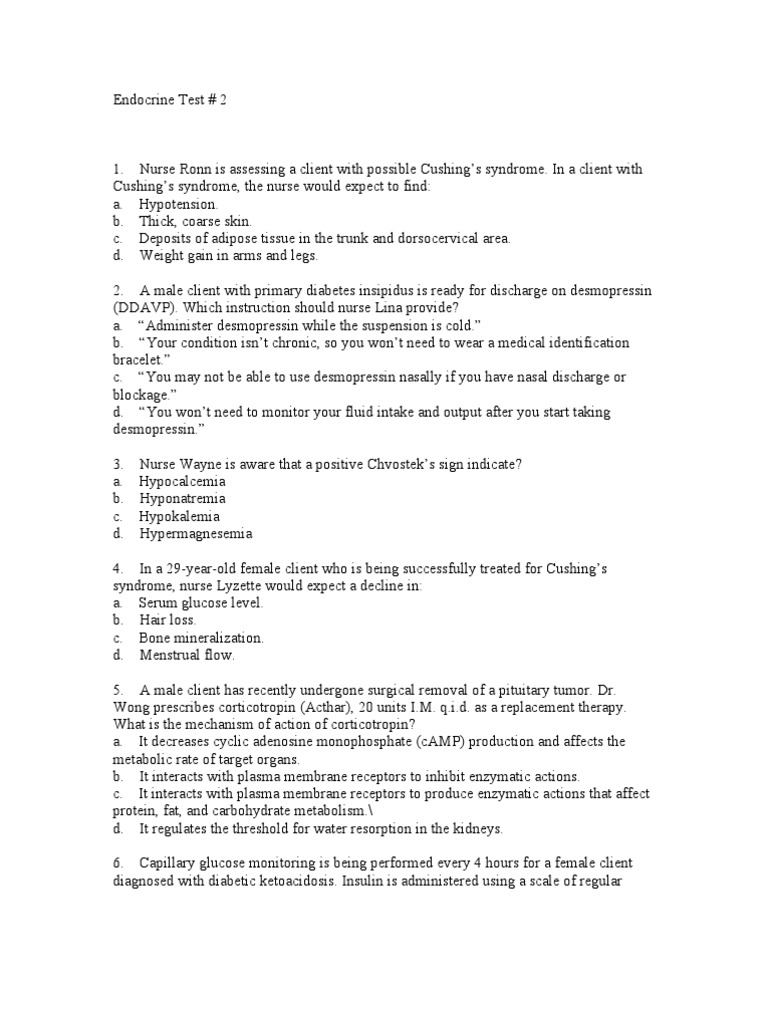 Endocrine Study Questions | PDF | Hyperthyroidism | Hypoglycemia