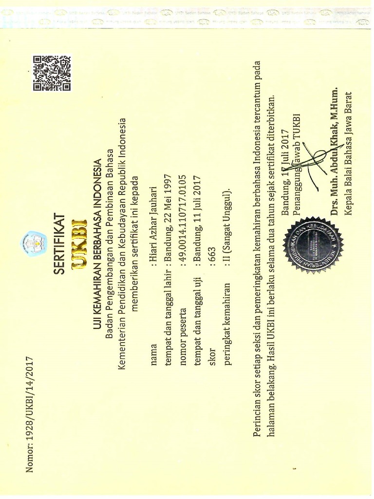Sertifikat UKBI | PDF