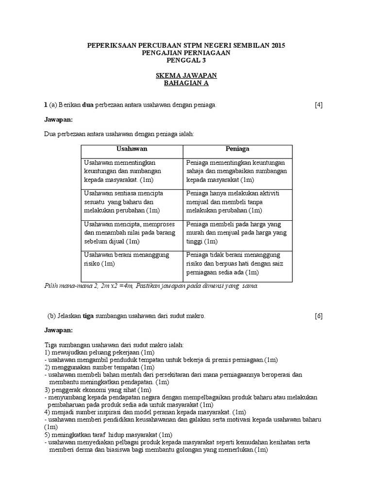 Skema PP3 Percubaan Negeri Sembilan 2015 | PDF