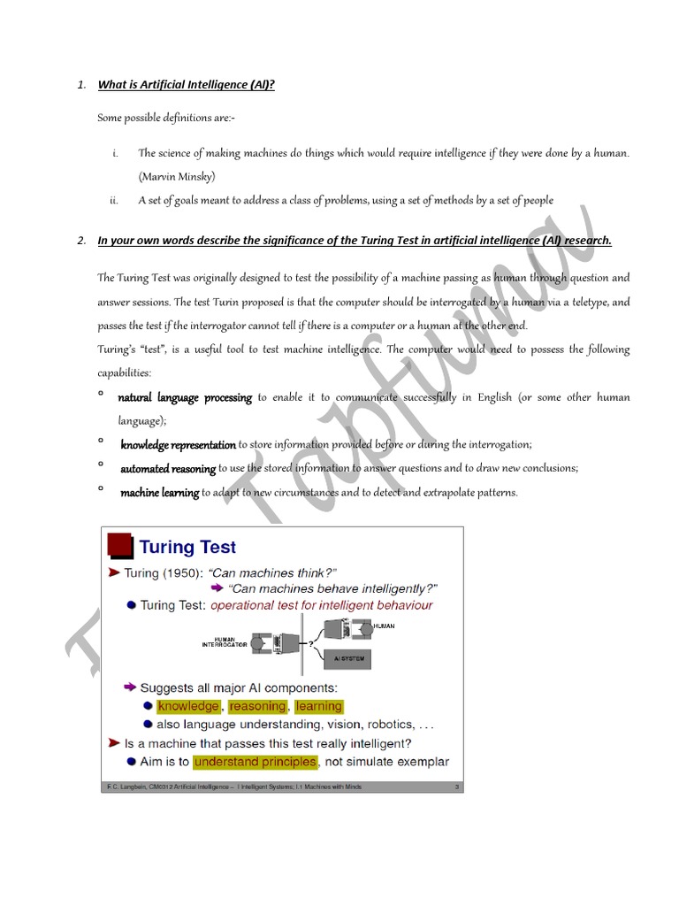 AI Exam Model Answers PDF | PDF | Artificial Intelligence ...
