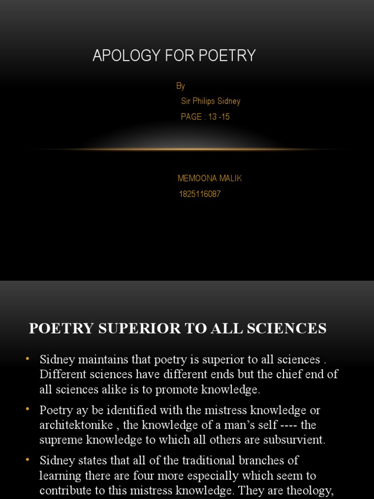 Apology For Poetry | PDF