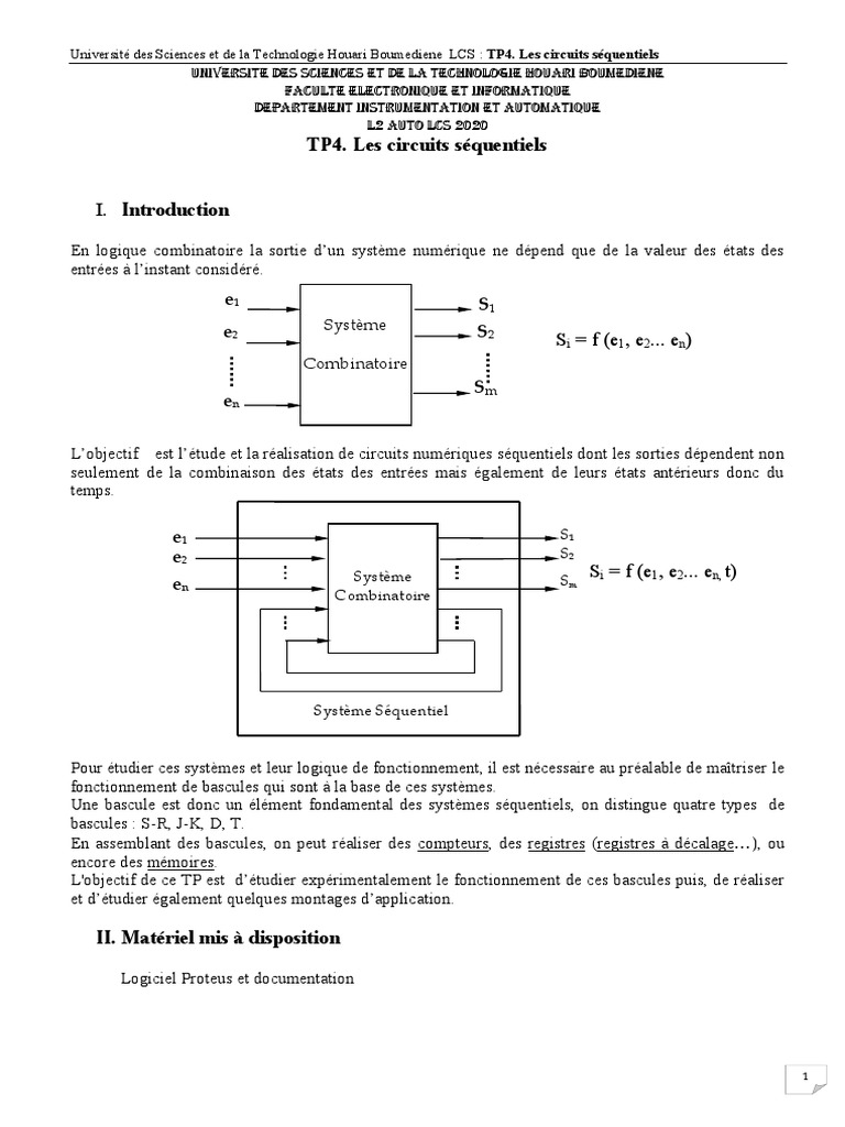 TP4 : Circuits Séquentiels en Électronique | PDF | Électrotechnique ...
