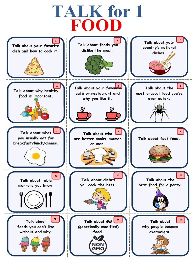 Food Speaking Activities for Adults | PDF