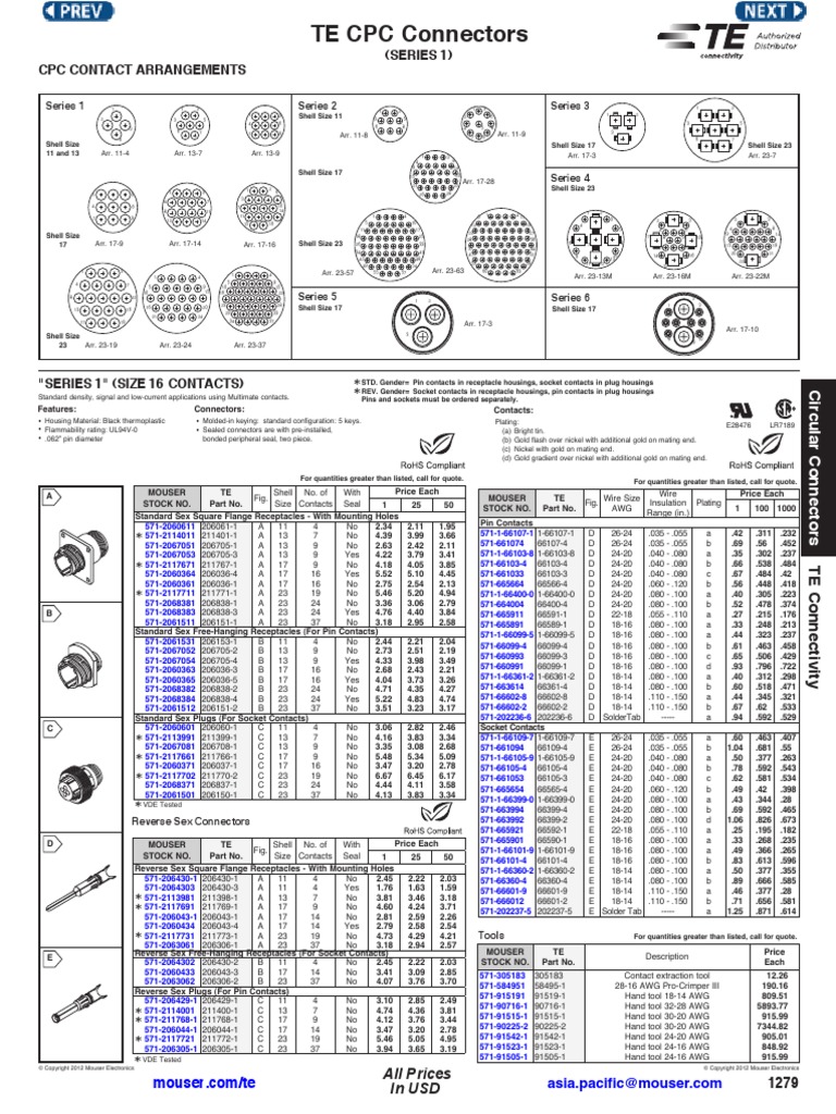 CPC Contact Arrangements (Series 1) | PDF | Electrical Connector | Joining