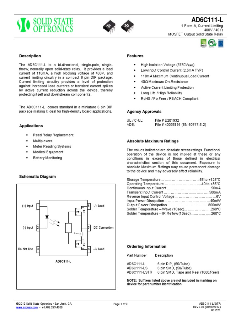 AD6C111-L: Description Features | PDF | Relay | Electrical Equipment