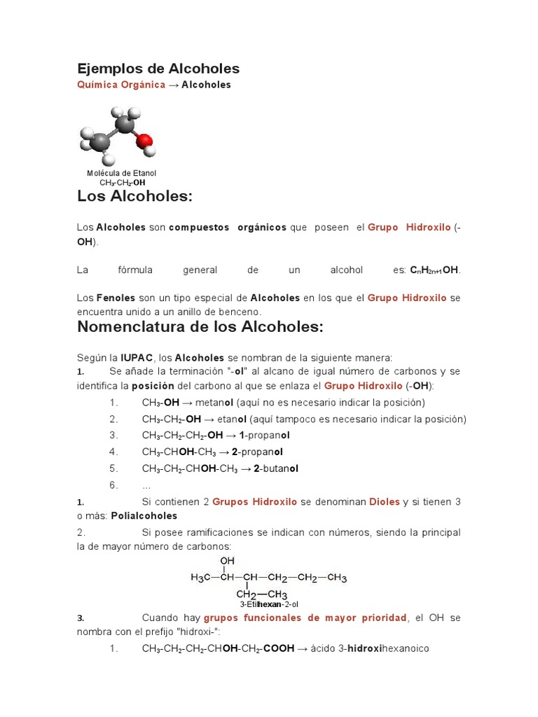 Guía Completa de Alcoholes y Nomenclatura | PDF