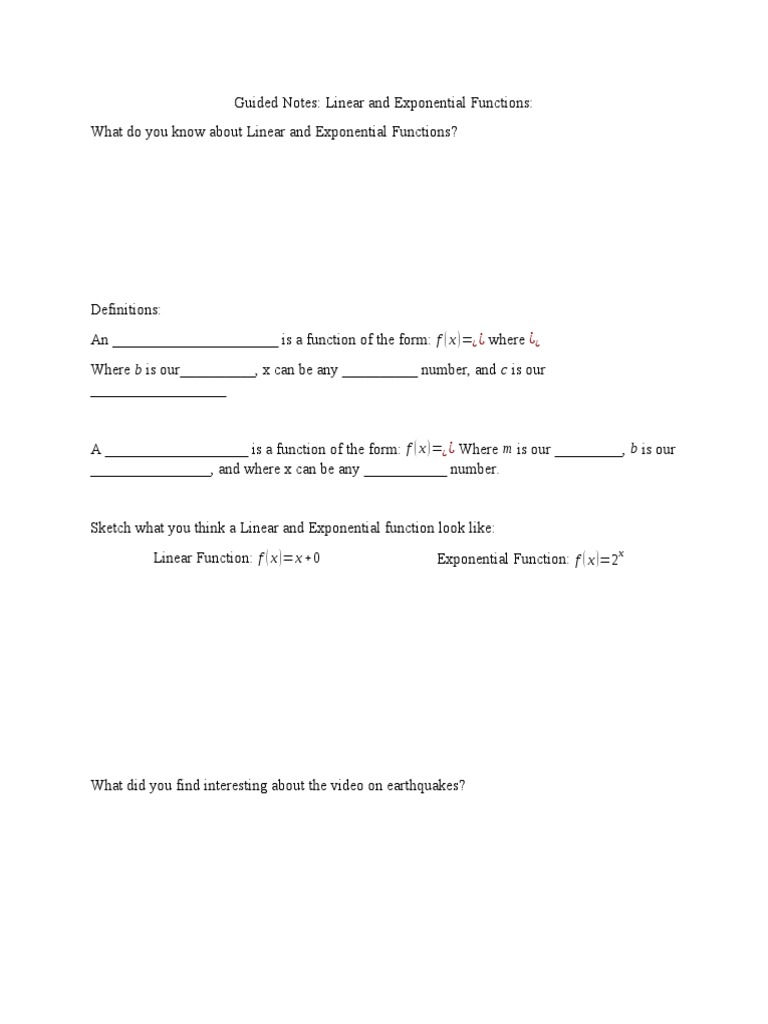 Guided Notes | PDF | Exponential Function | Teaching Mathematics