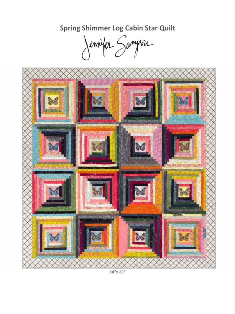 Log Cabin Shimmer Star Pattern 2 | PDF | Quilt | Seam (Sewing)