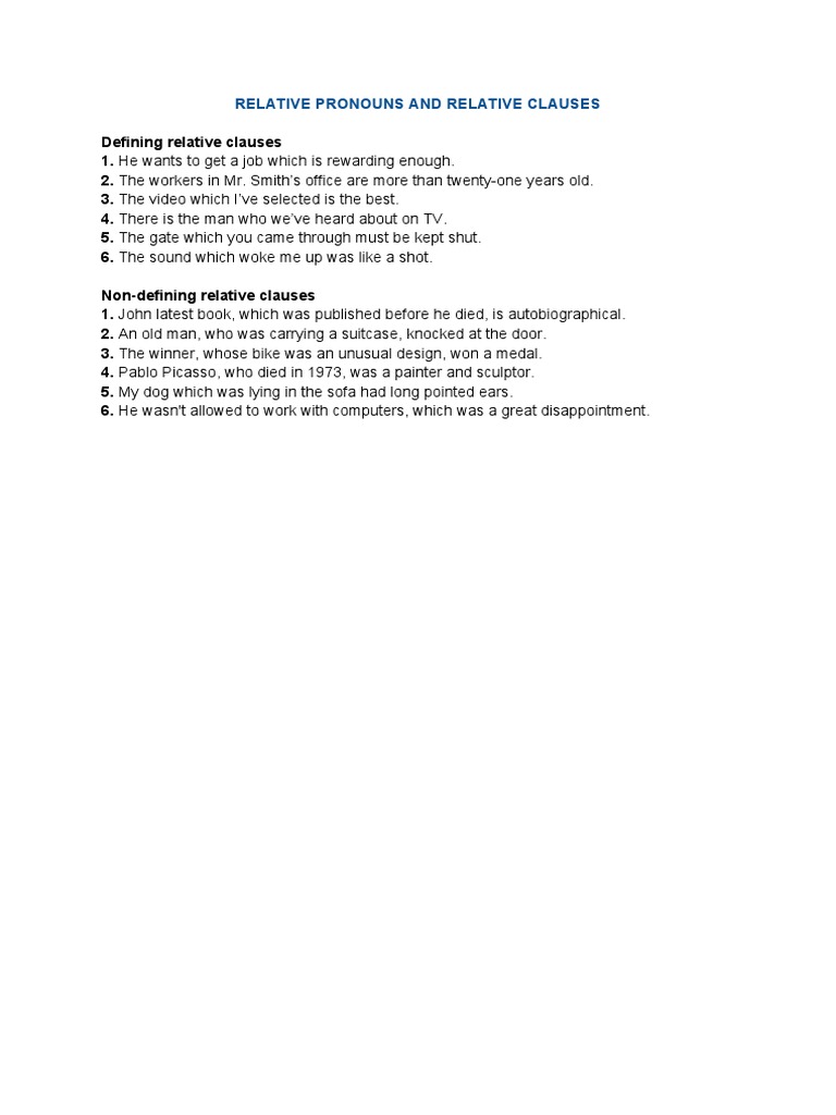 Relative Pronouns and Relative Clauses | PDF