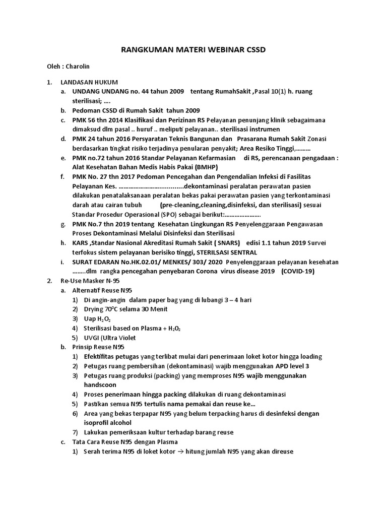 Rangkuman Materi Webinar CSSD | PDF