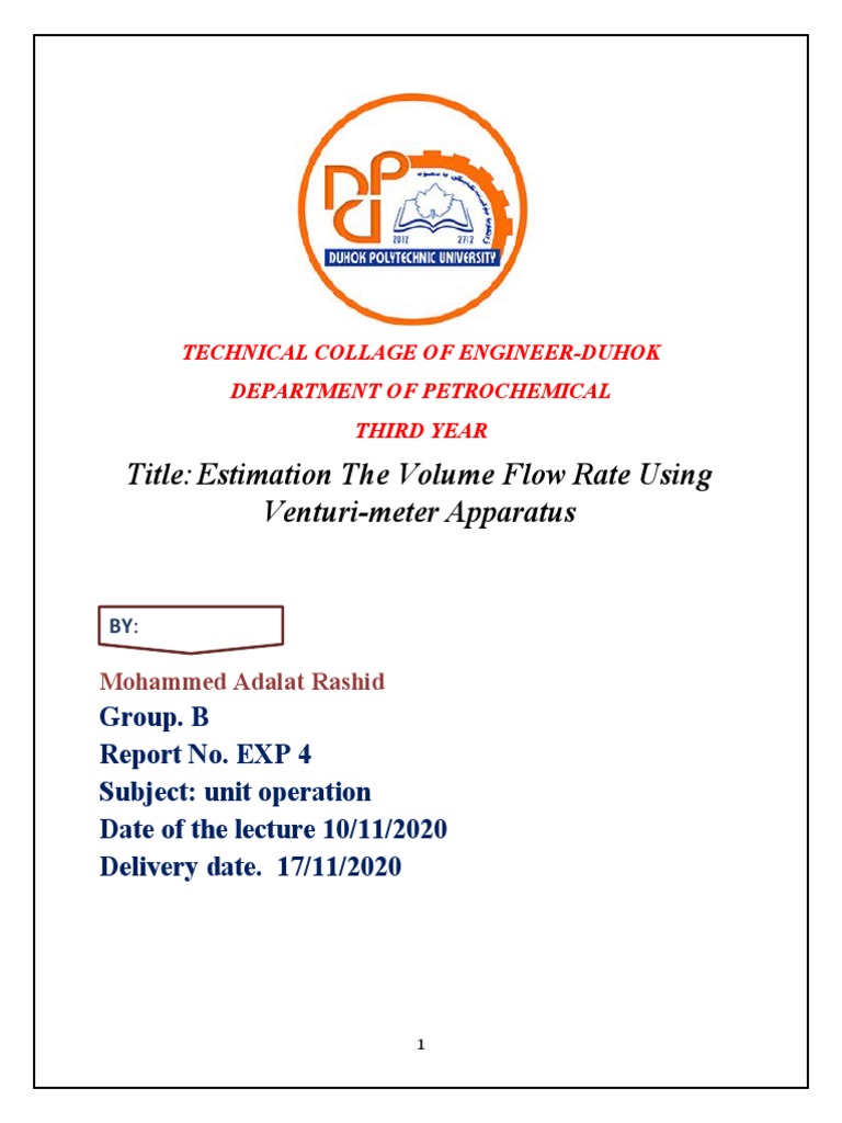 Estimating Volume Flow Rates Using the Bernoulli Principle: An ...