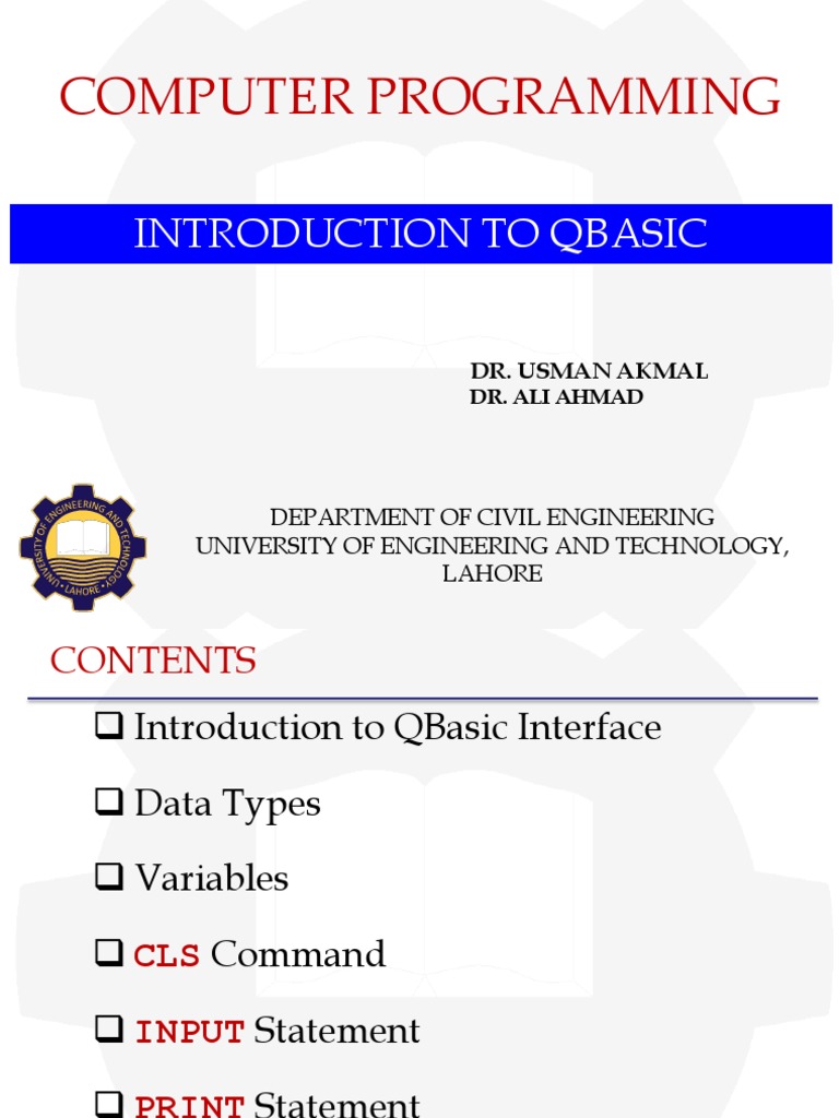 Lec-2 Introduction To Qbasic | PDF | String (Computer Science) | Variable (Computer Science)