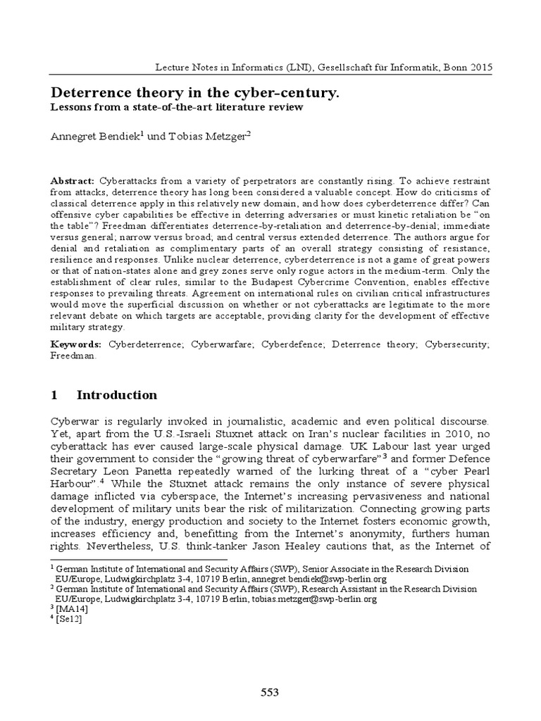 Deterrence Theory in The Cyber-Century.: Lessons From A State-Of-The ...