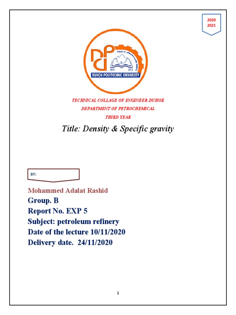 Title: Density & Specific Gravity | PDF | Density | Chemical Substances