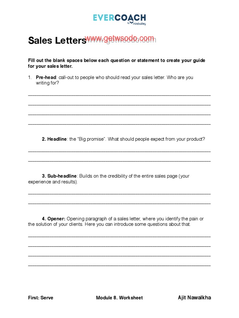 Sales Letters: 1. Pre-Head: Call-Out To People Who Should Read Your ...