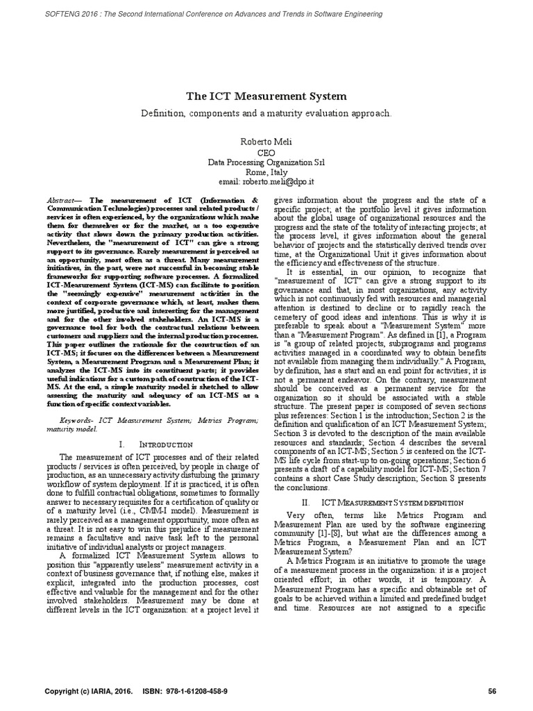 The ICT Measurement System: Definition, Components and A Maturity ...