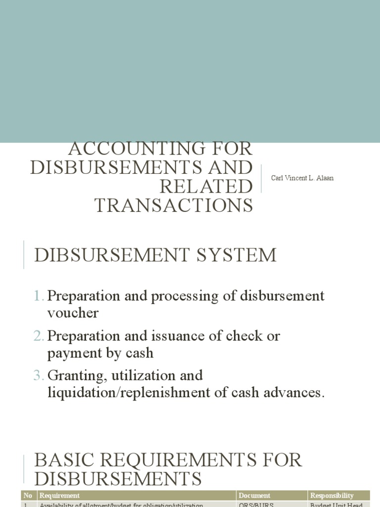 Disbursement Accounting Guidelines | PDF | Inventory | Cheque