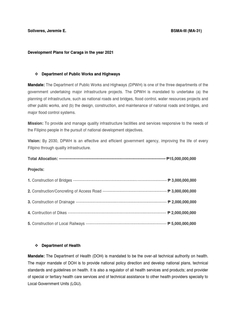 Development Plans and Budget Allocations for Key Government Agencies in ...