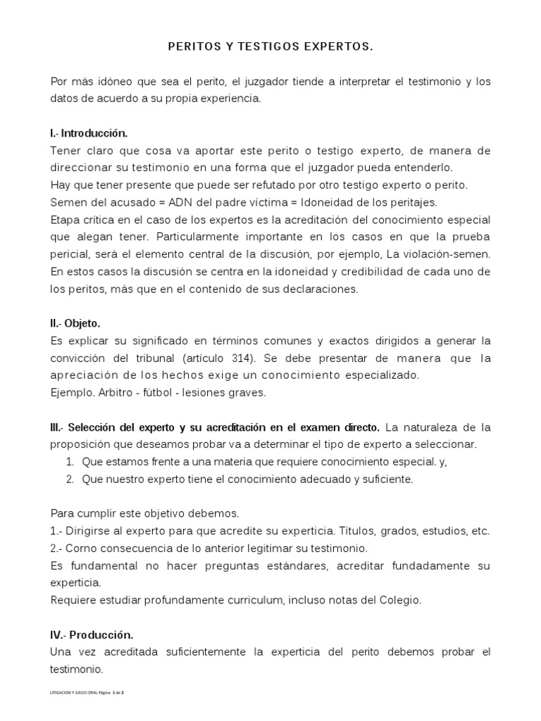 Peritos y Testigos Expertos | PDF | Testigo experto | Justificación