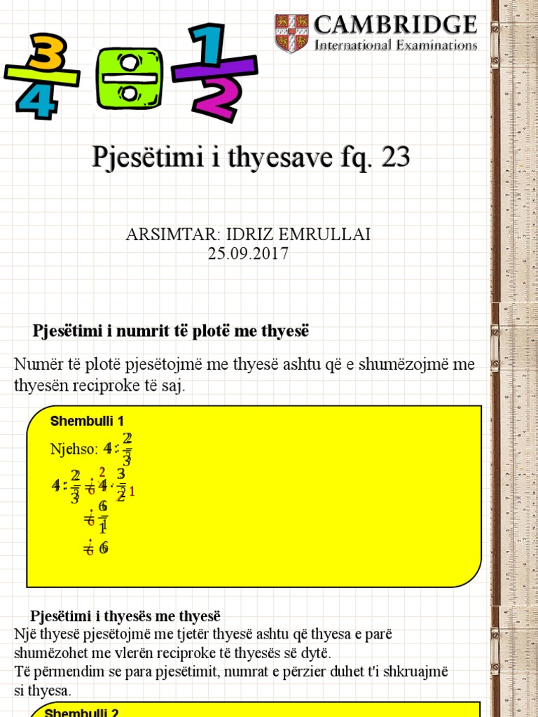 Pjesëtimi I Thyesave | PDF