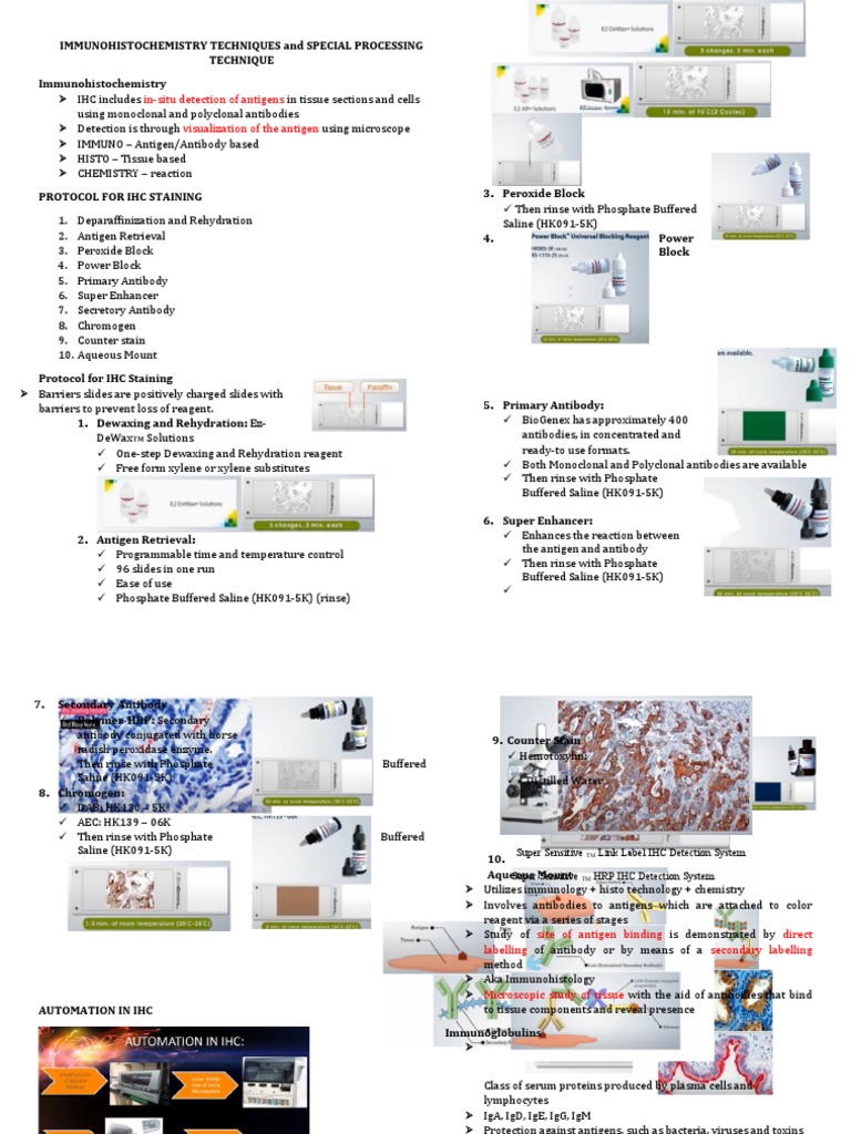 IMMUNOHISTOCHEMISTRY TECHNIQUES and SPECIAL PROCESSING TECHNIQUE | PDF | Immunohistochemistry ...
