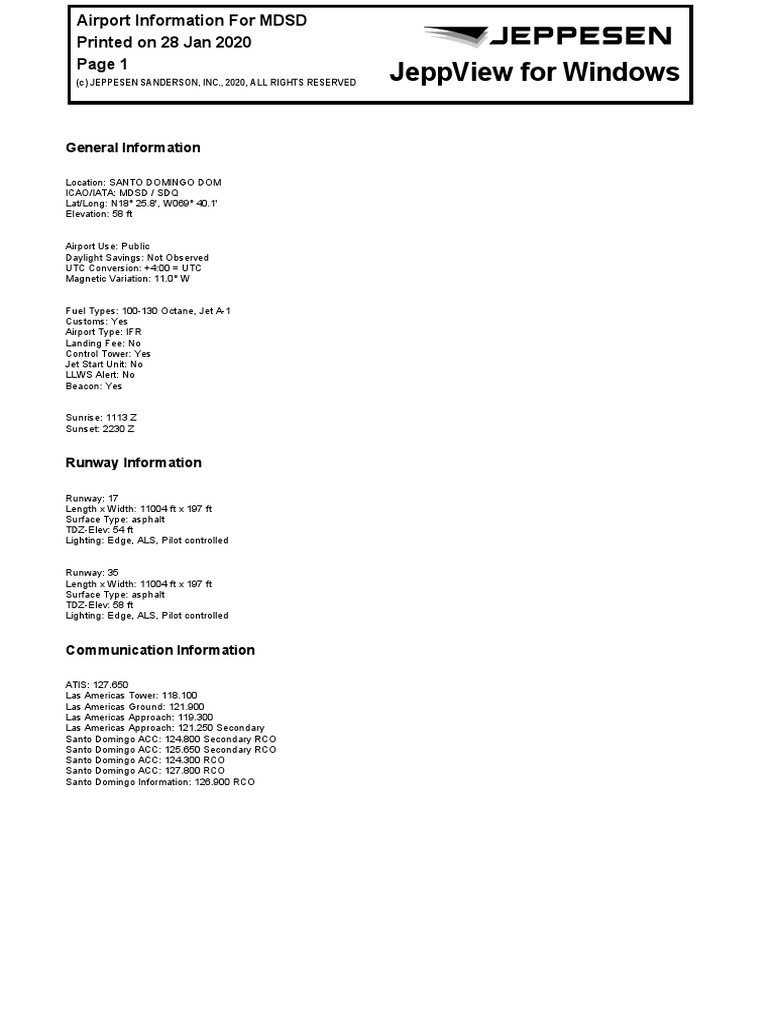 Jeppview For Windows: General Information General Information | PDF | Runway | Airport
