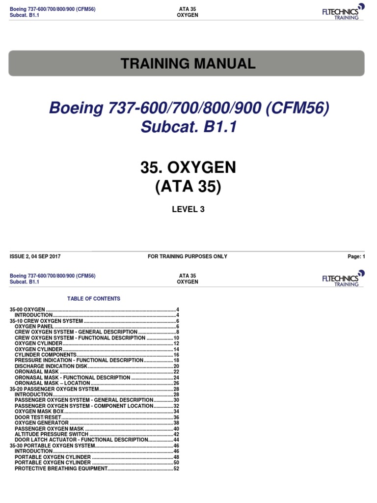 ATA 35 B737NG - B1.1 - Iss.2 - Rev.0 | PDF | Oxygen | Equipment