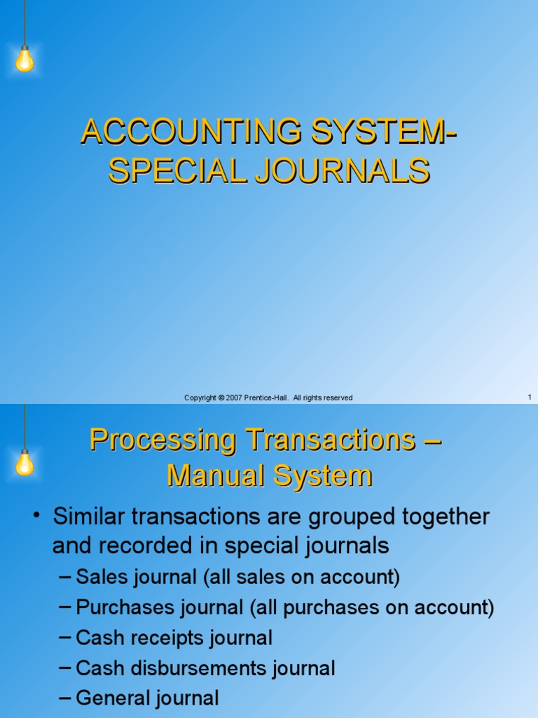Accounting System-Special Journals Accounting System - Special Journals ...