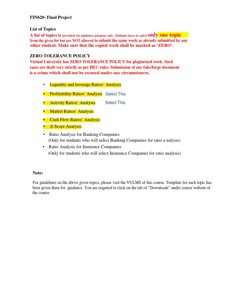Final Project Topic Selection Guide | PDF