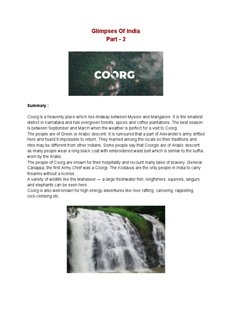 Coorg: A Glimpse of Karnataka's Gem | PDF | History | Religion ...