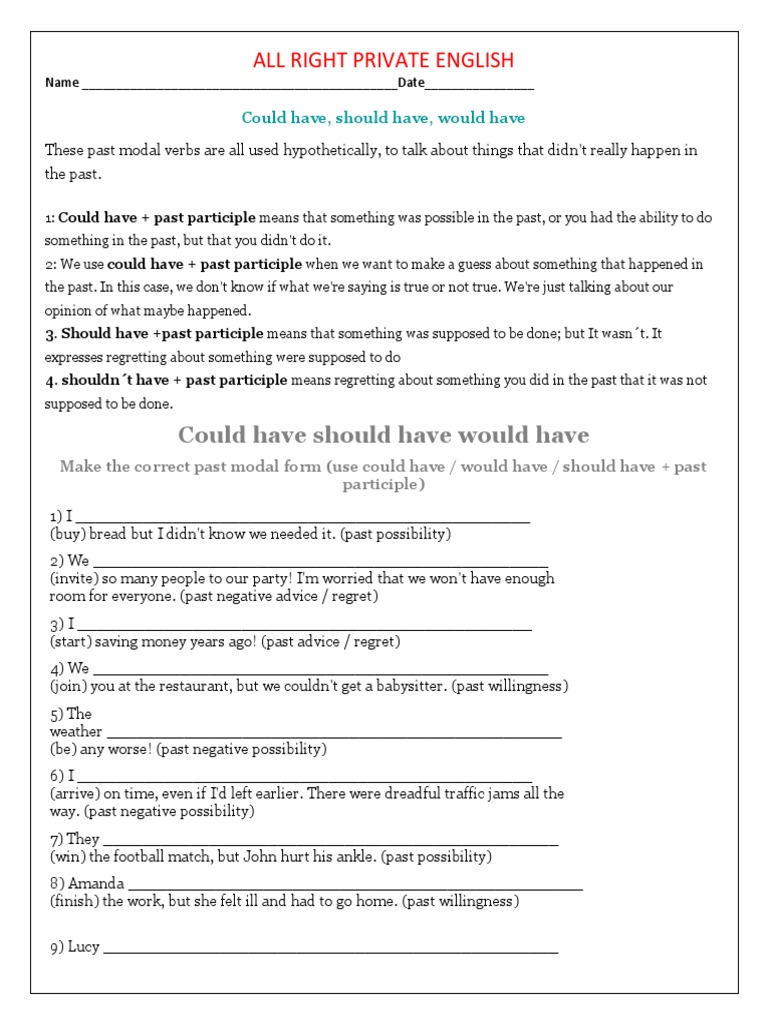 Could Have, Should Have, Would Have | PDF | Linguistic Typology ...