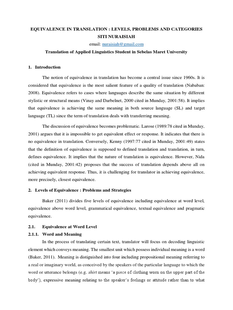 Levels of Equivalence in Translation | PDF | Grammatical Gender | Symbols