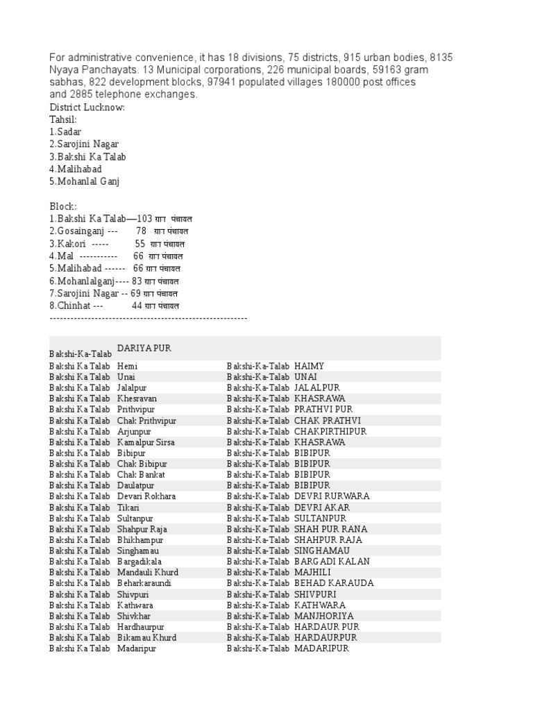 District Lucknow Structure | PDF | Sikhism