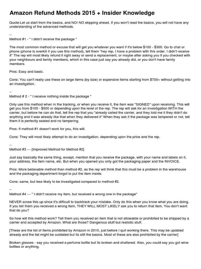 Amazon Refund Methods 2015 Insider Knowledge PDF | PDF | Business