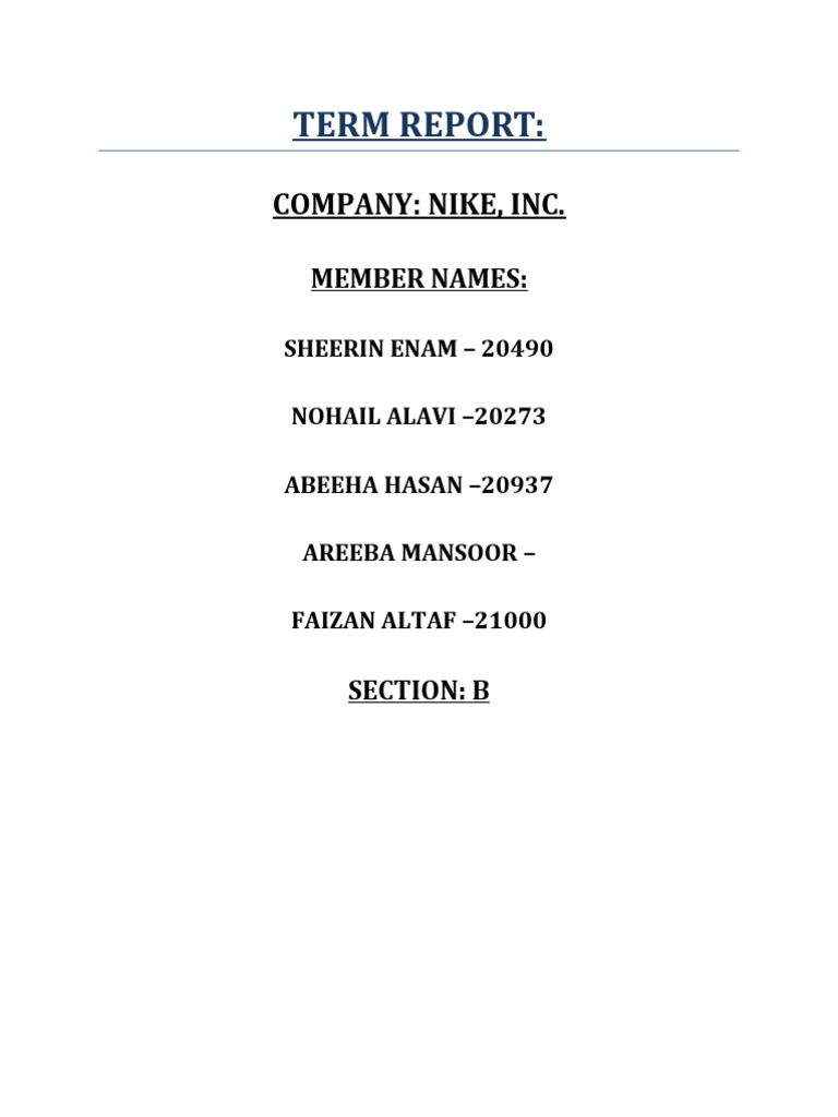Term Report:: Company: Nike, Inc | PDF | Nike | Operations Management
