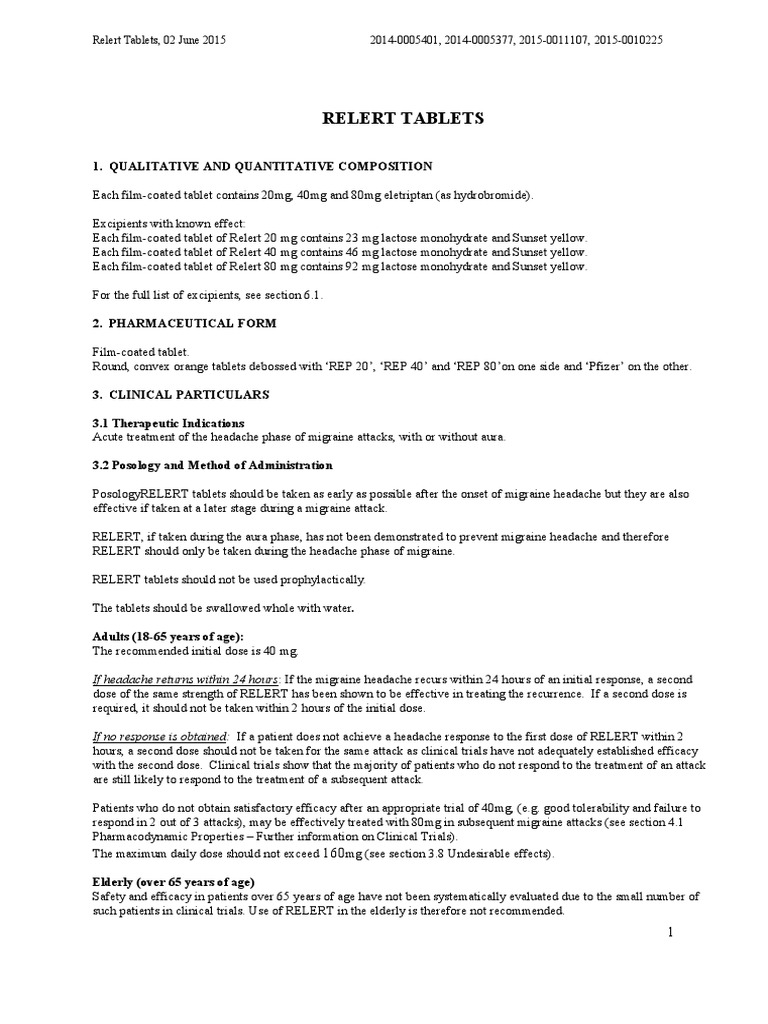 Relert Tablets: 1. Qualitative and Quantitative Composition | PDF ...
