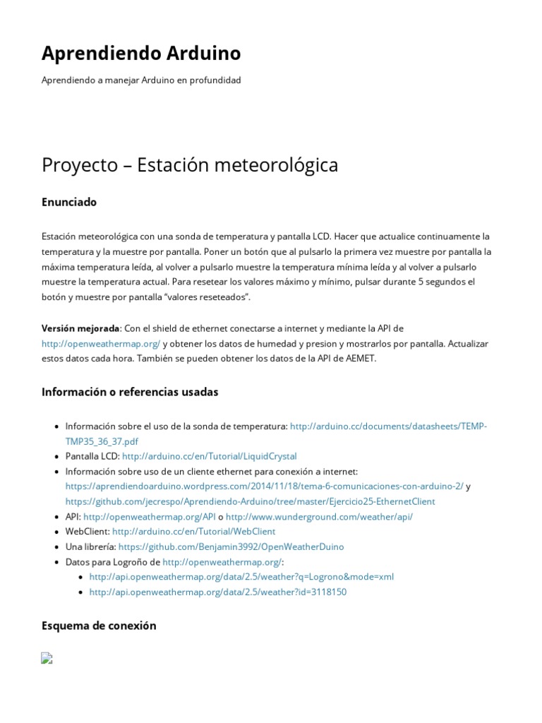 Proyecto - Estación Meteorológica - Aprendiendo Arduino | PDF ...
