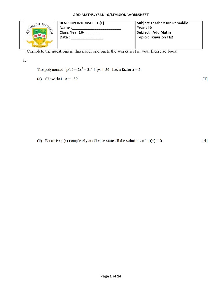 Complete The Questions in This Paper and Paste The Worksheet in Your ...