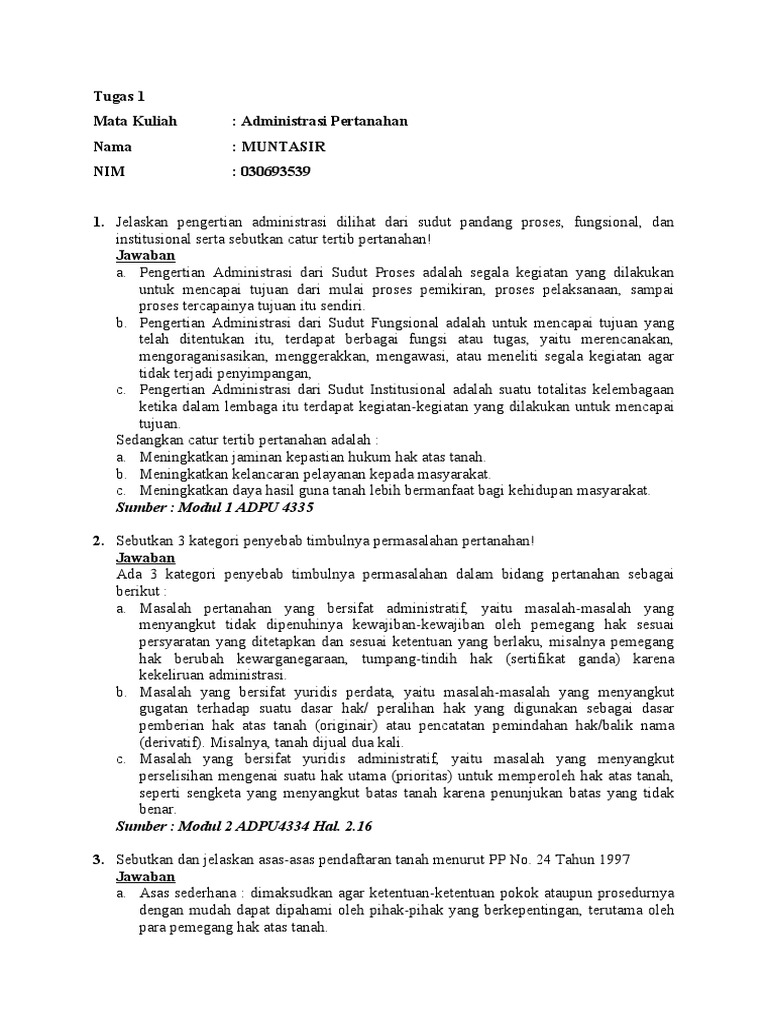 Tugas 1 ADM Pertanahan | PDF