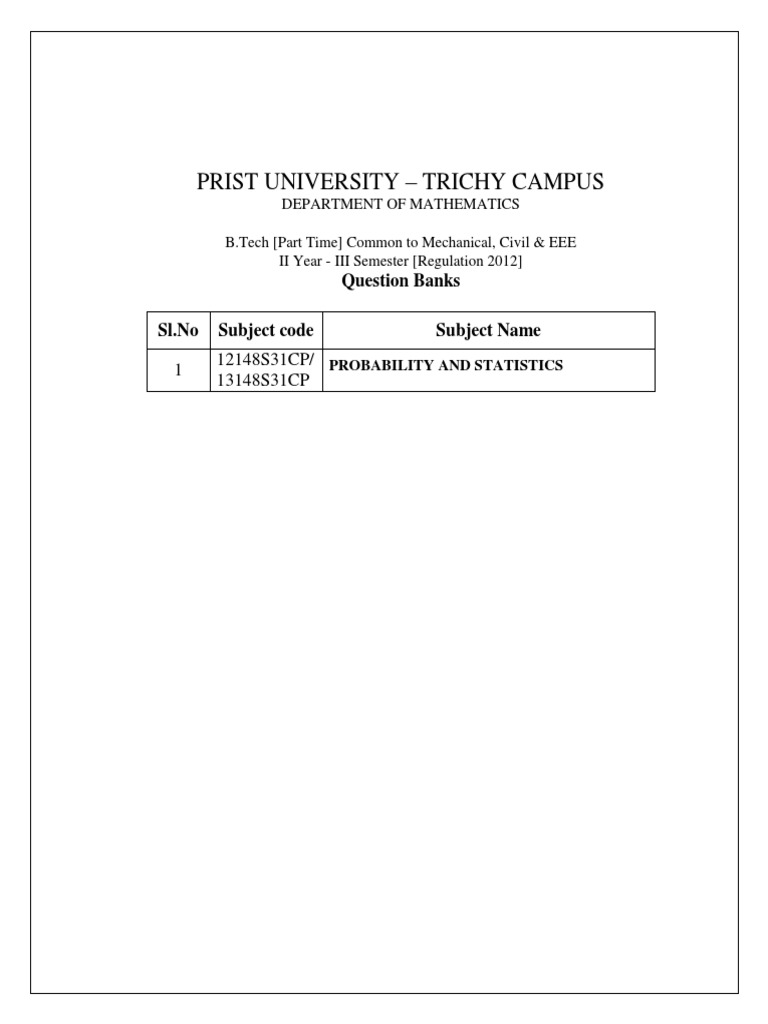 B.Tech (PT) - Mathematics - II YEAR - III SEM - (R) 2012 PDF | PDF ...