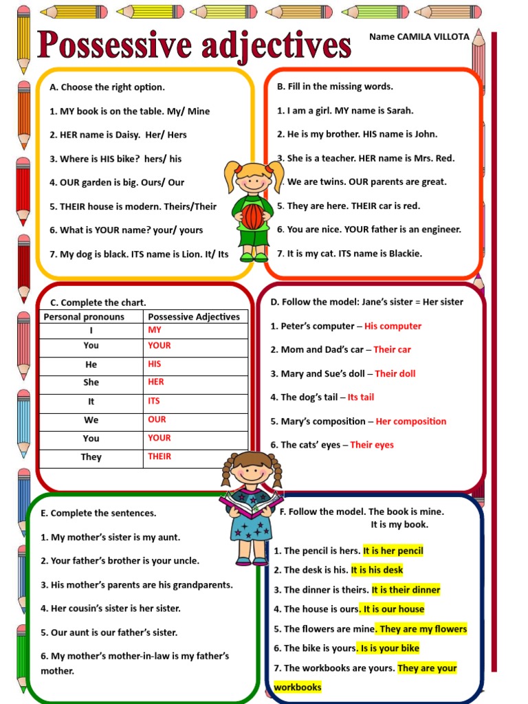 Possessive Adjectives Fun Activities Games - 49071 | PDF | Semiotics ...