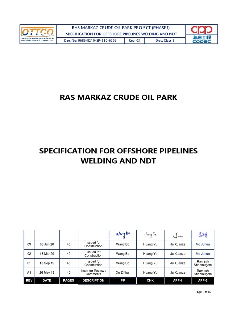 Ras Markaz Crude Oil Park Project (Phase1) | PDF | Nondestructive ...